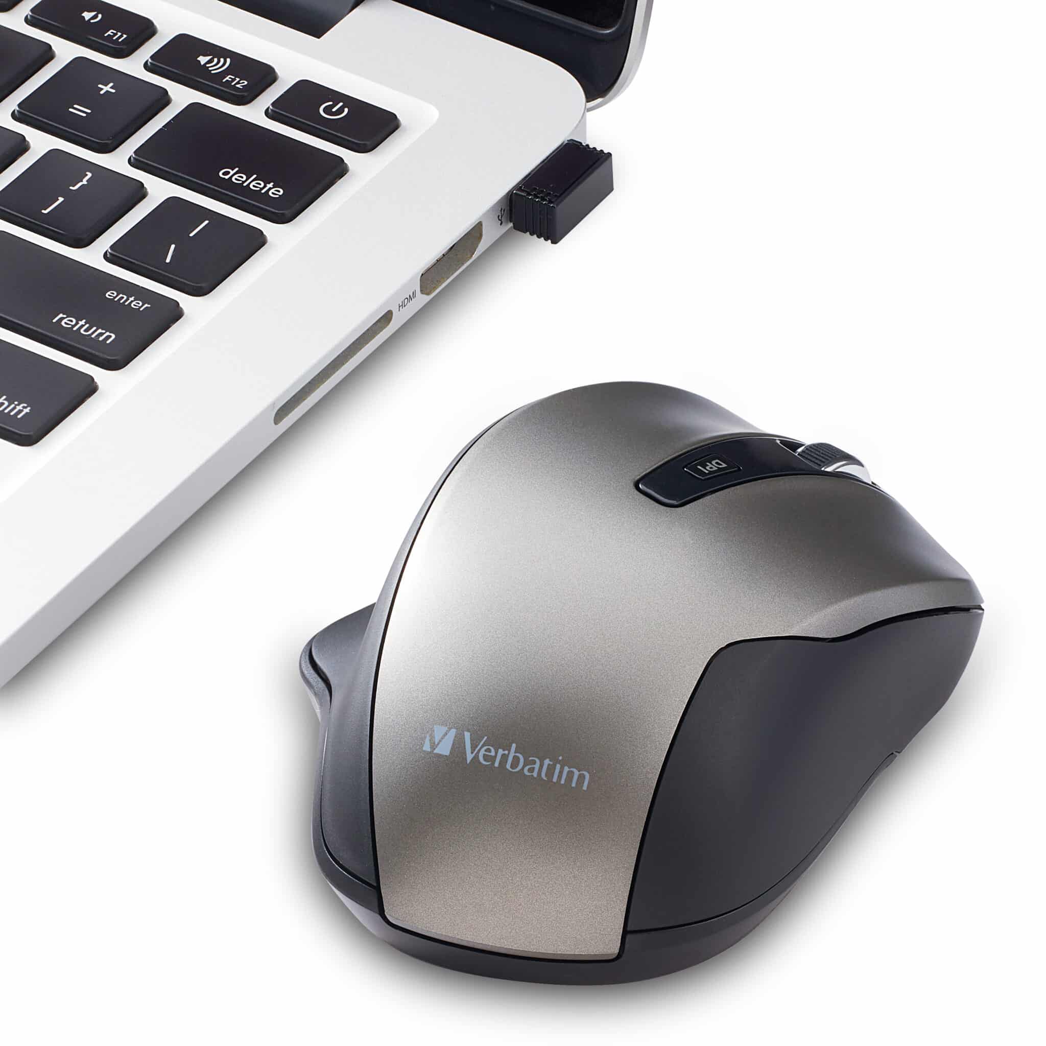 Silent Ergonomic Wireless Mouse – Blue LED | Verbatim