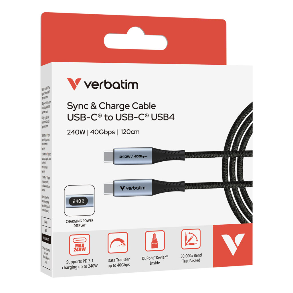 USB-C 240W Cable with LED Display | Verbatim